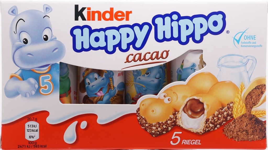 CHOCOLATE KINDER HAPPY HIPPO KAKAO 100 GR | Bodegón Actual