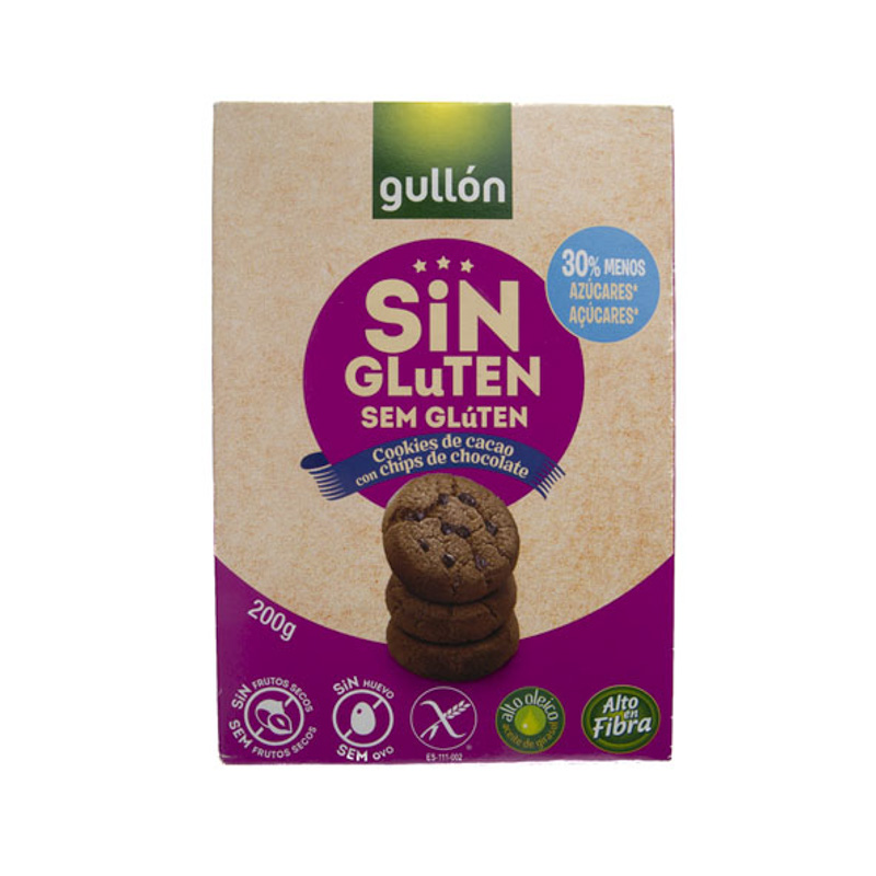 GALLETA GULLON GLUTEN FREE COOKIES DE CACAO CON CHISPAS DE CHOCOLATE ...